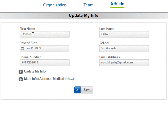 Update MyInfo – SportsPlus Help